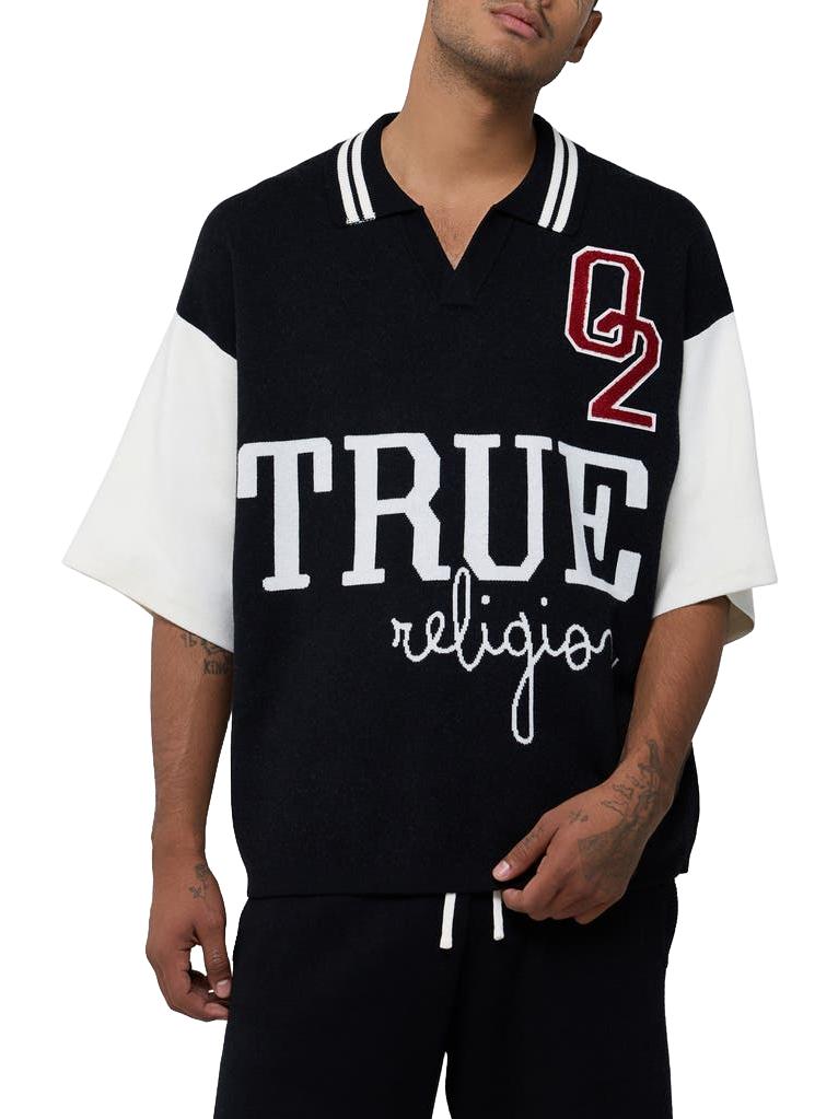 TRUE RELIGION BRAND JEANS knit oversized polo